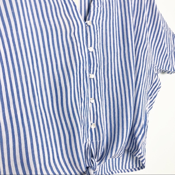 Elan | Tops | Elan Striped Tie Front Top Button Down Short Sleeve ...